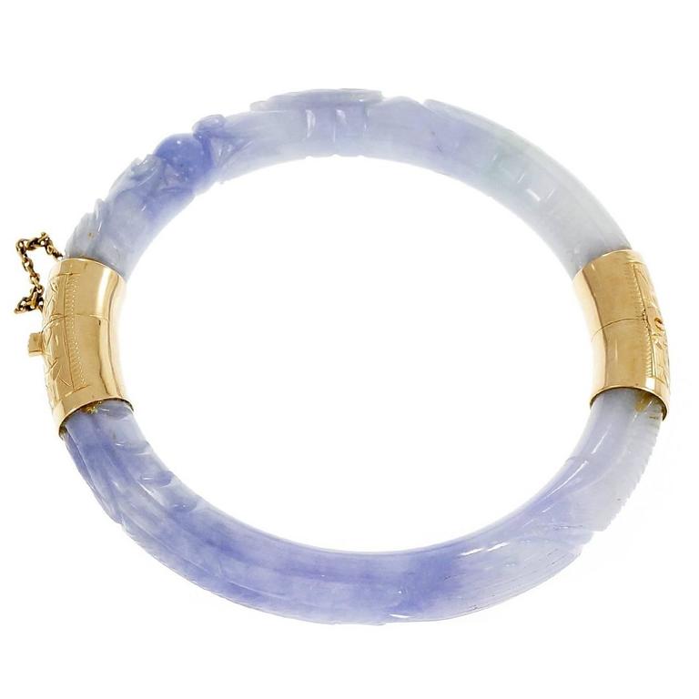 Purple Jadeite Jade Gold Bangle Bracelet at 1stDibs | purple jade bangle