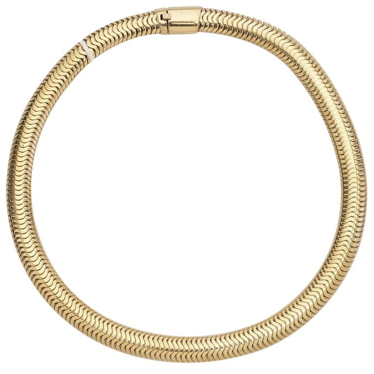 Gold Snake Chain Necklace at 1stDibs | gold snake chain choker