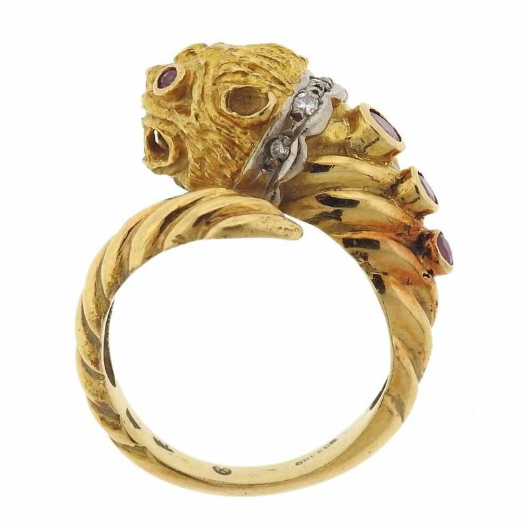 Ilias Lalaounis Greece Ruby Diamond Gold Chimera Ring at 1stDibs