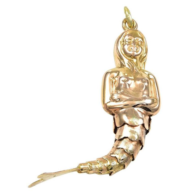 Gold Mermaid Charm at 1stDibs