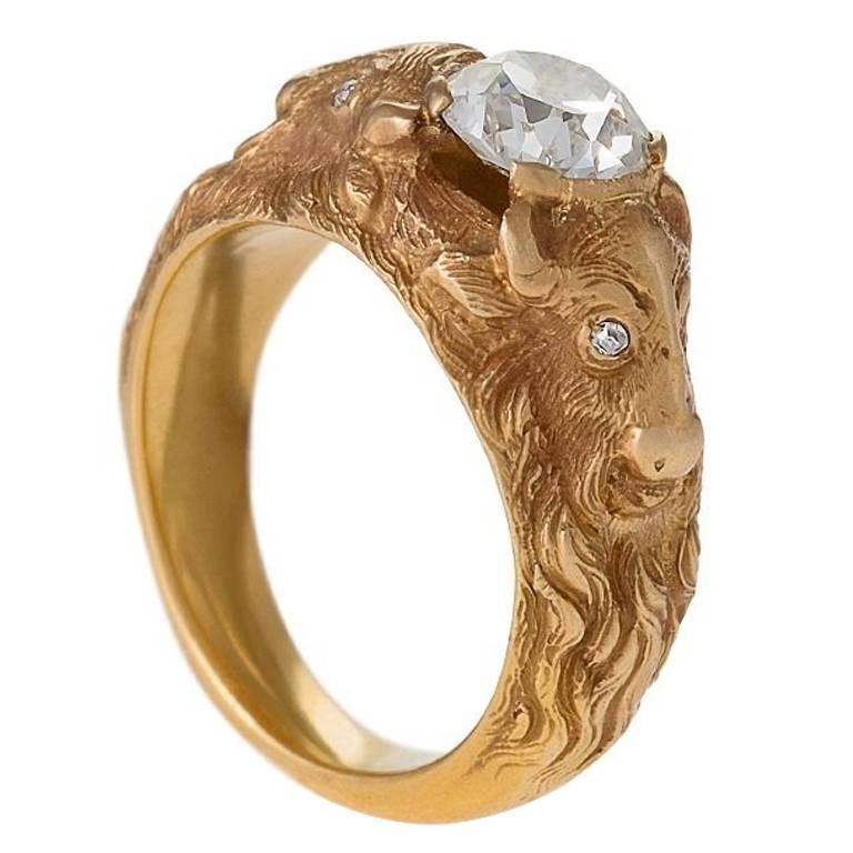 Antique Gold Ring with Diamonds at 1stDibs