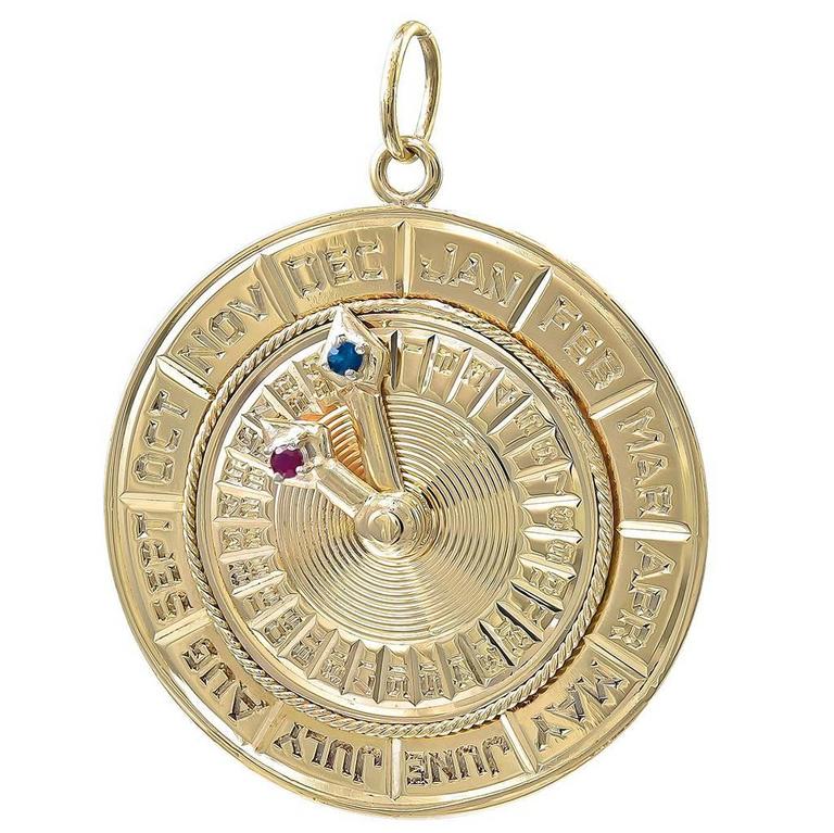 Large Gemset Gold Perpetual Calendar Charm at 1stDibs