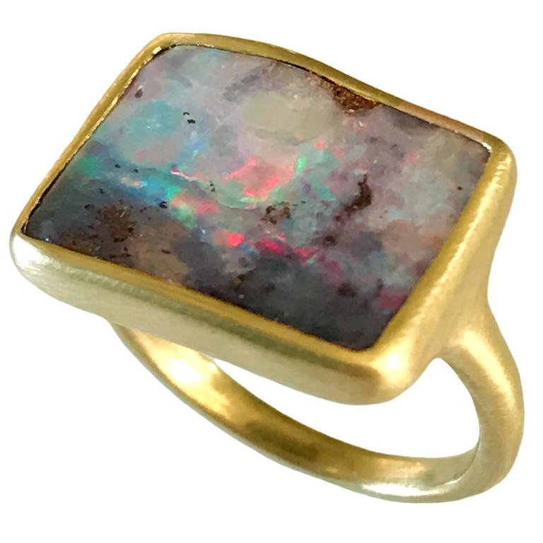Dalben Sunset Boulder Opal Gold Ring For Sale at 1stDibs | sunset fire opal for sale