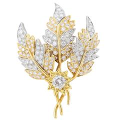 Schlumberger Blue Sapphire Thistle Pin For Sale at 1stdibs