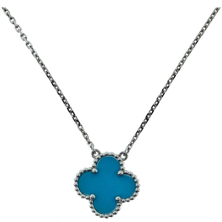 Van Cleef and Arpels Turquoise Vintage Alhambra Single Motif Pendant ...