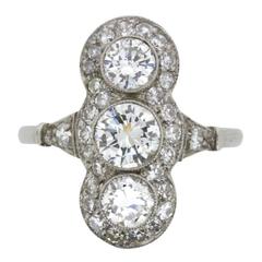 Vintage Three-Stone Diamond Ring For Sale at 1stdibs