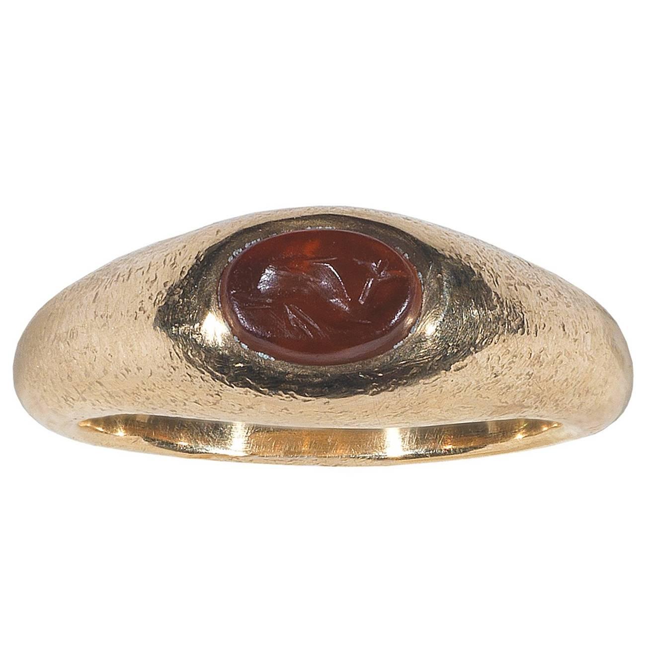 Large Roman Gold Gryllos Intaglio Ring at 1stdibs