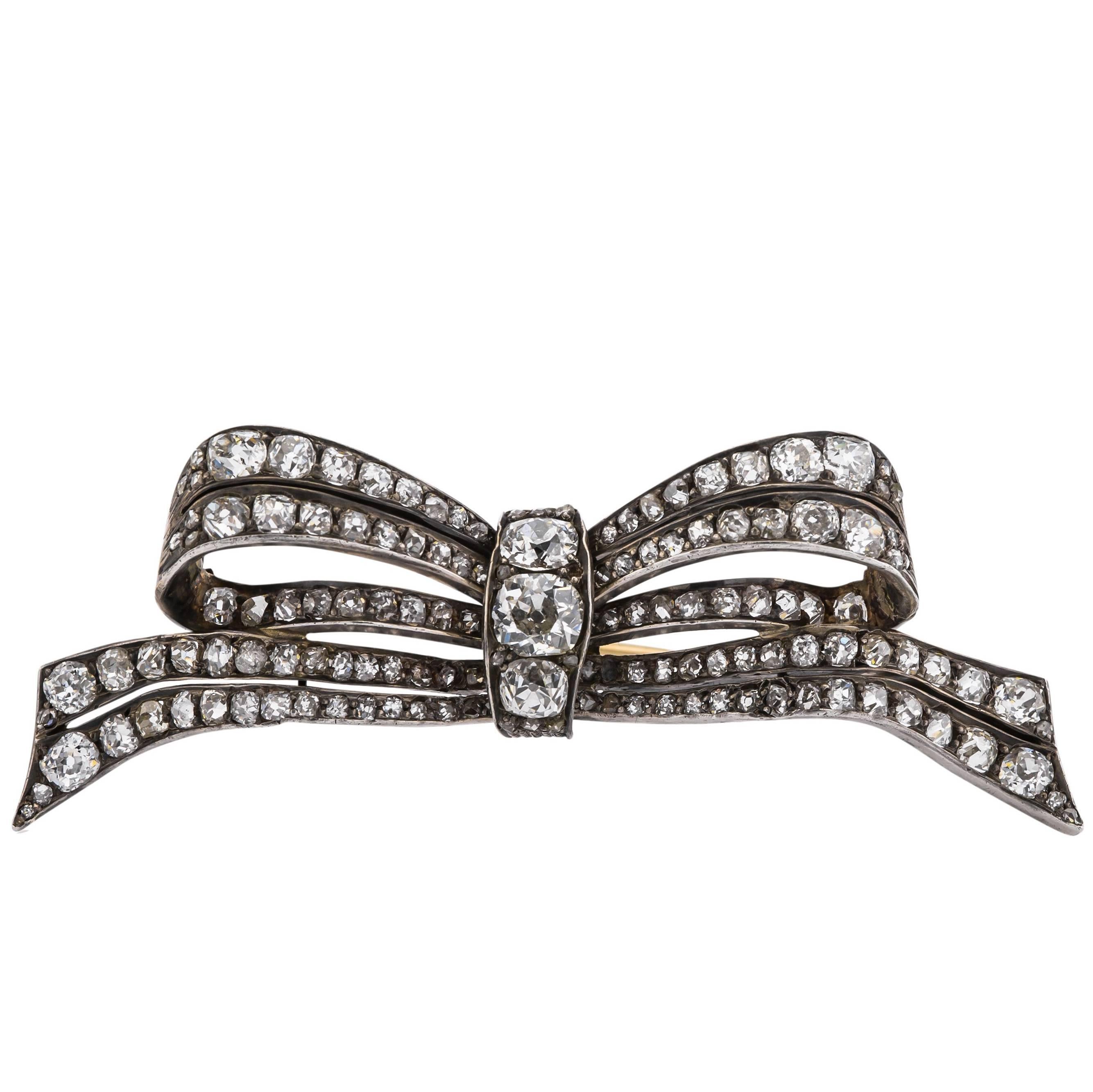 Diamond Bow Pin Pin at 1stDibs