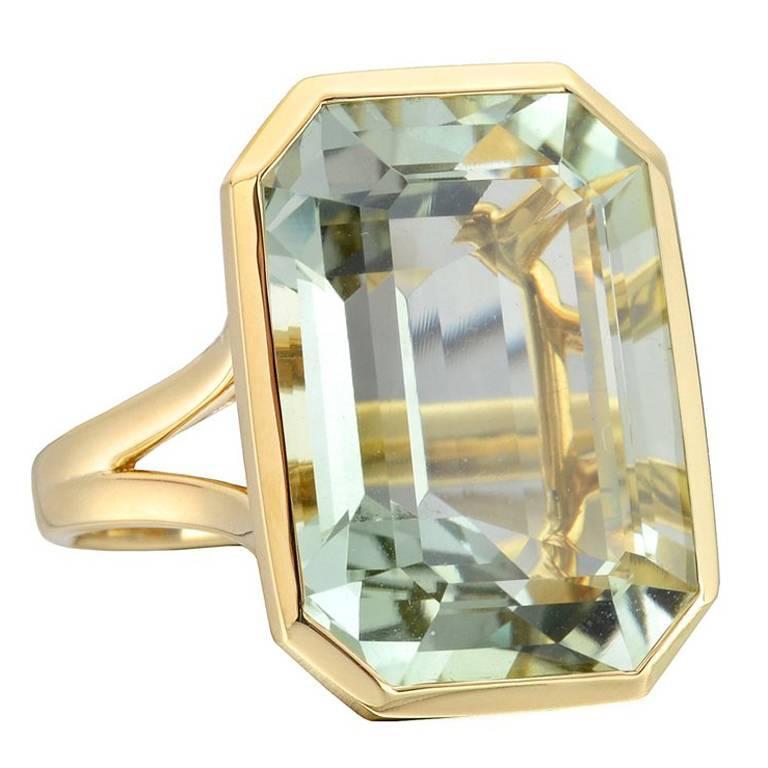 Goshwara Large Emerald-Cut Prasiolite Cocktail Ring at 1stDibs | large ...