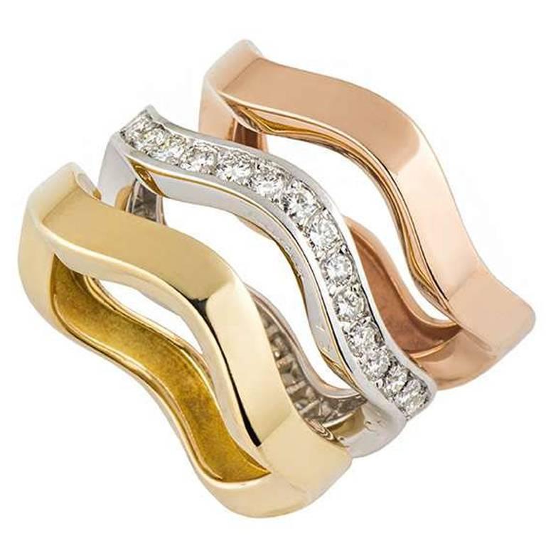 Cartier Diamond Gold Trinity Stacker Rings at 1stDibs