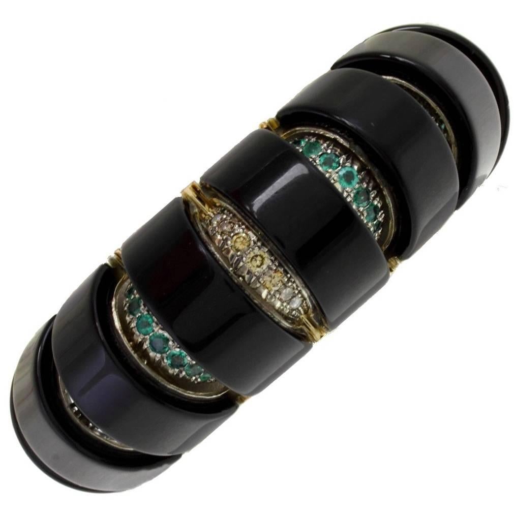E.M Gattle and Co. Emerald, Diamond and Onyx Bracelet For Sale at ...