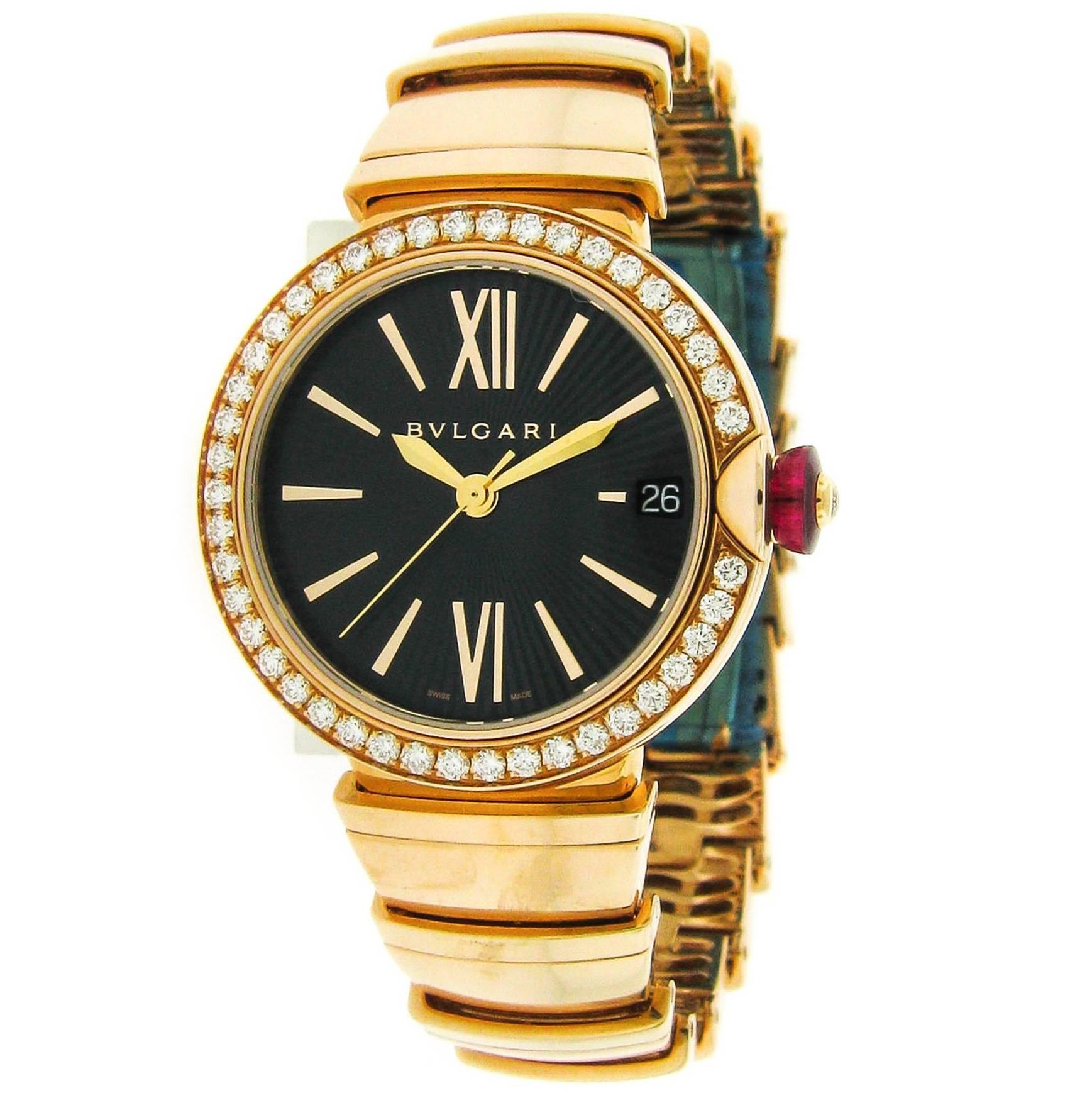 Bulgari Ladies Rose Gold Lucea Self-Winding Wristwatch at 1stDibs