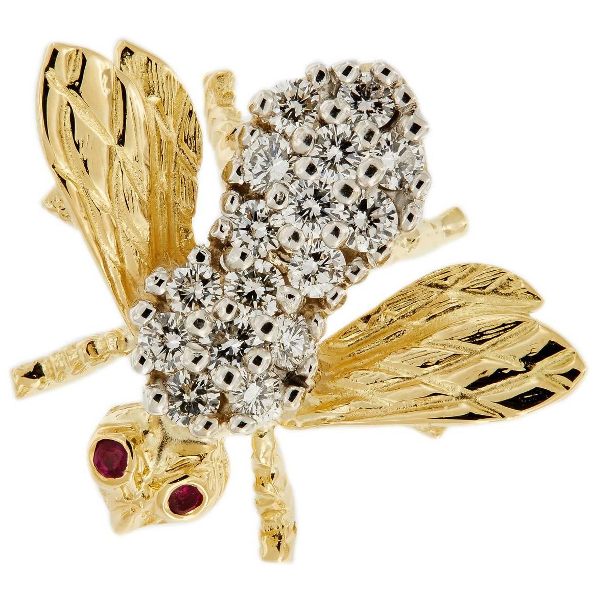 Collectable Herbert Rosenthal Diamond Ruby Bee Brooch at 1stDibs