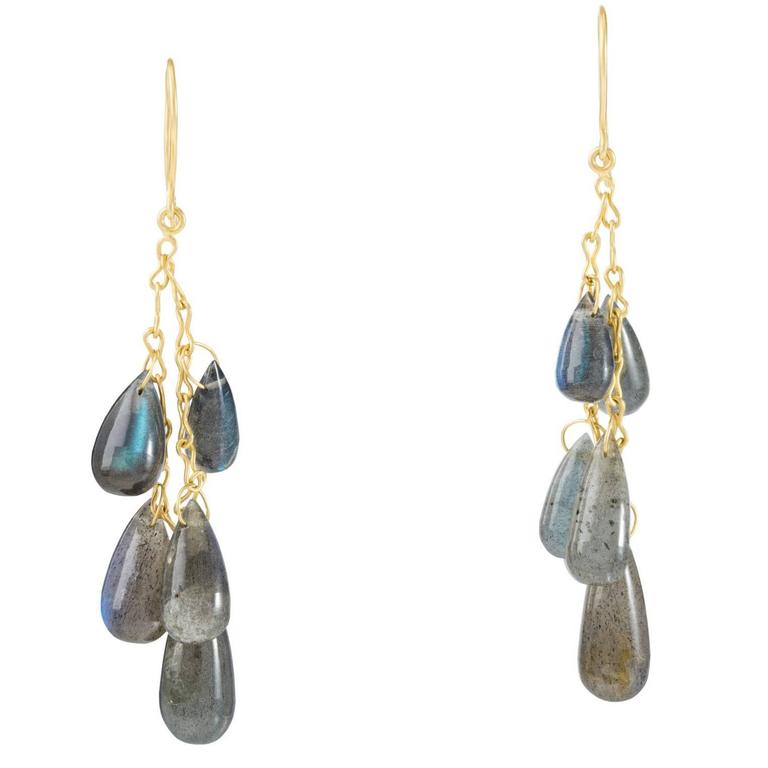 Studio 54 Labradorite Gold Earrings at 1stDibs