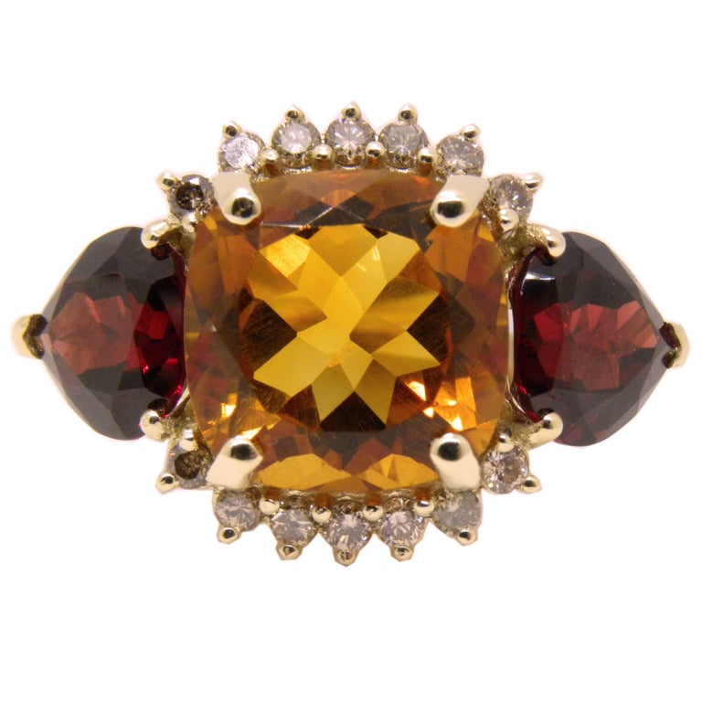 Berca Natural Antik Cut Madeira Quartz Red Spessartite Champagne ...