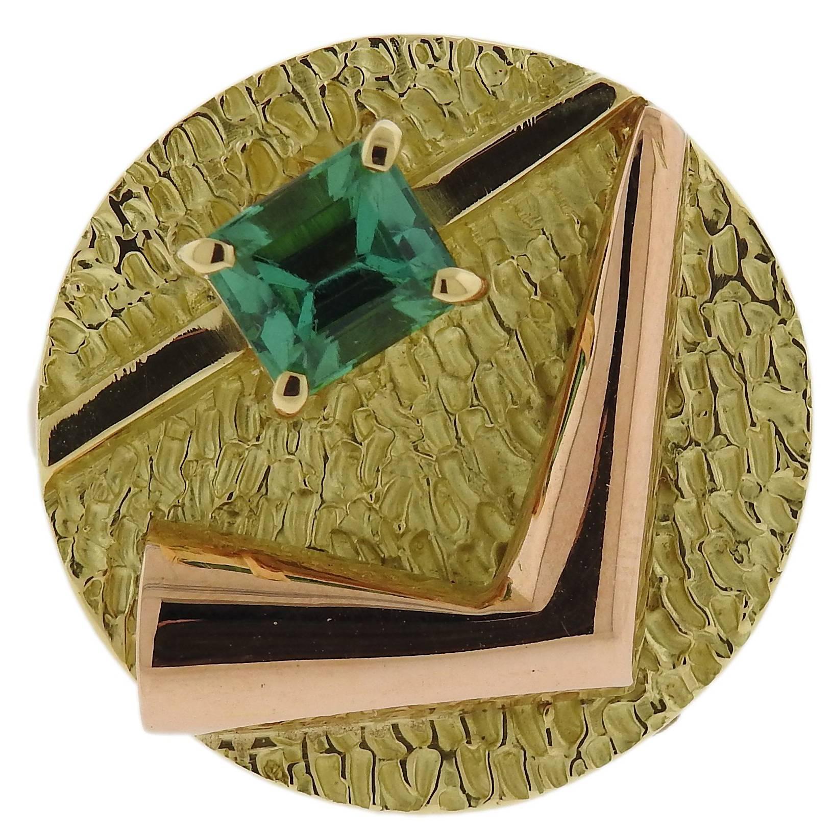 Giorgio Facchini Tourmaline Rose and Yellow Gold Ring at 1stDibs