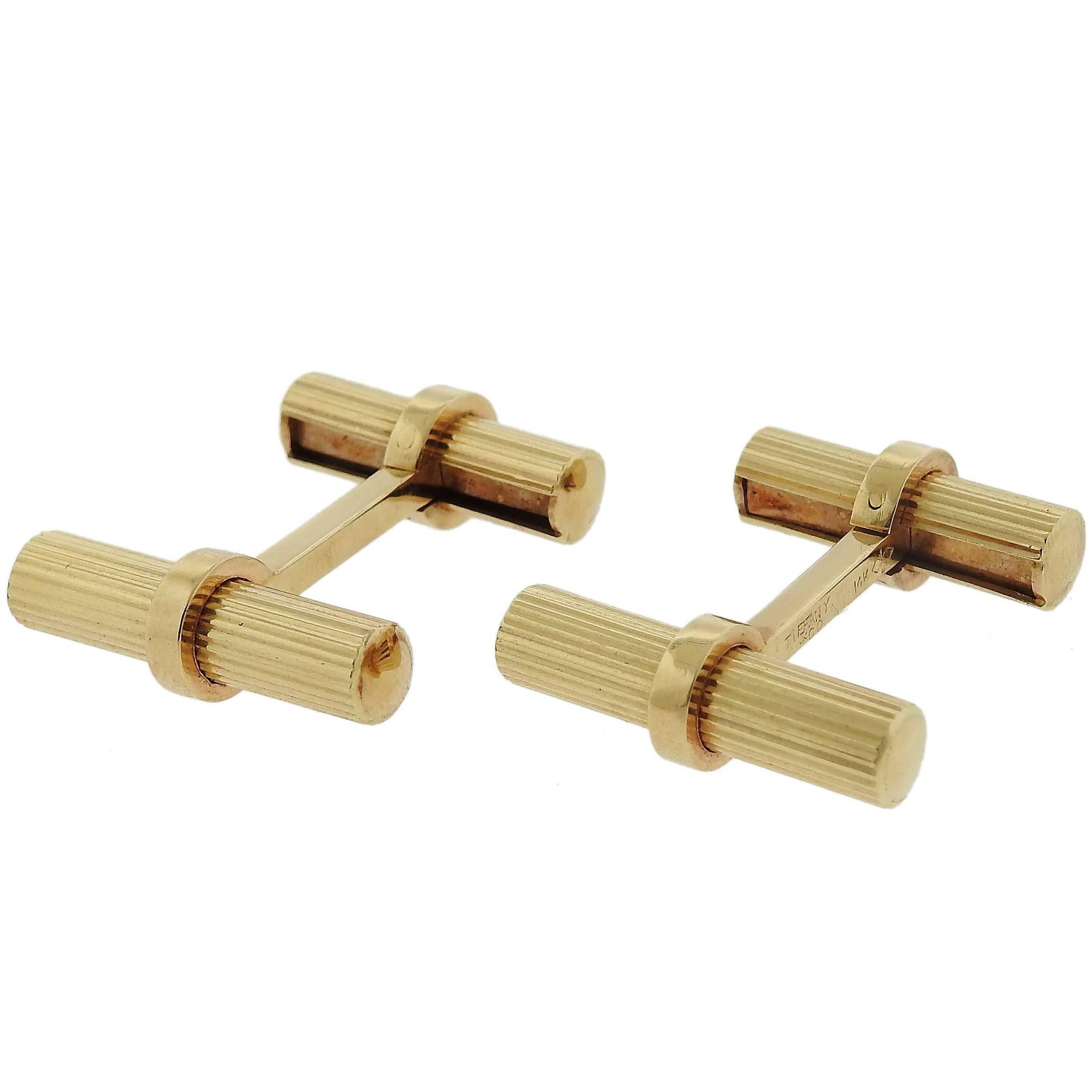 Tiffany and Co. Gold Bar Cufflinks at 1stDibs | gold bar cufflinks