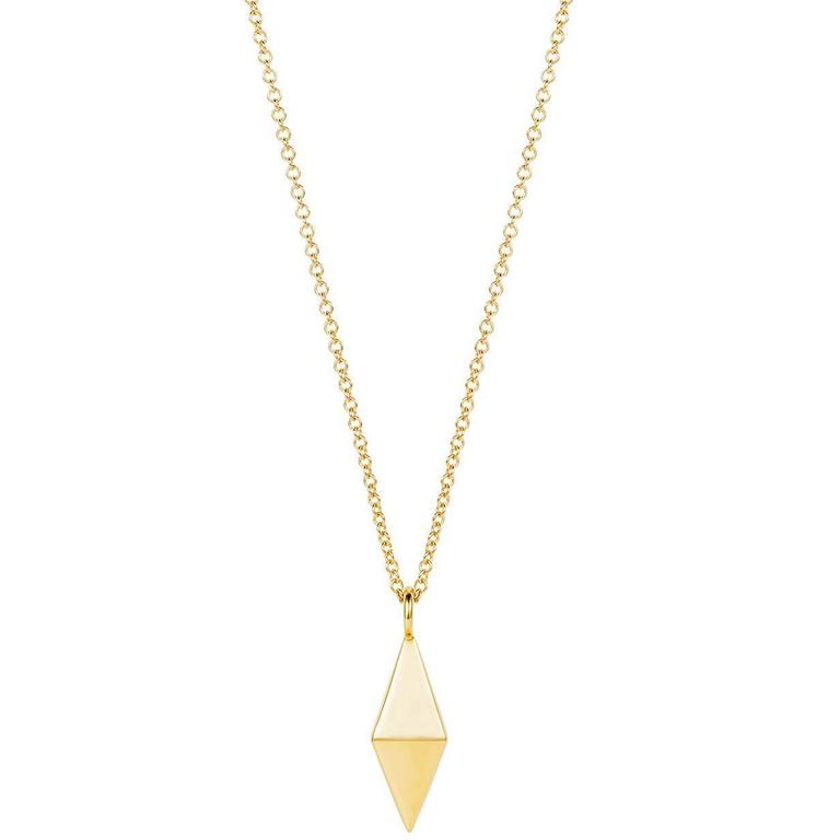 Geometric Double Pyramid Gold Necklace For Sale at 1stDibs