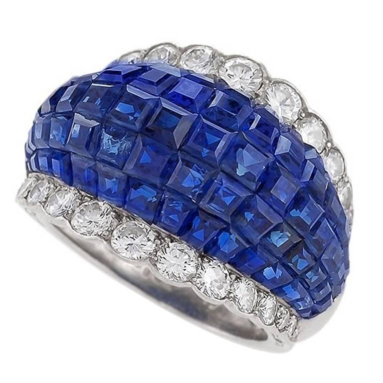 Van Cleef and Arpels 1969 Mystery Set Sapphire Diamond and Platinum ...