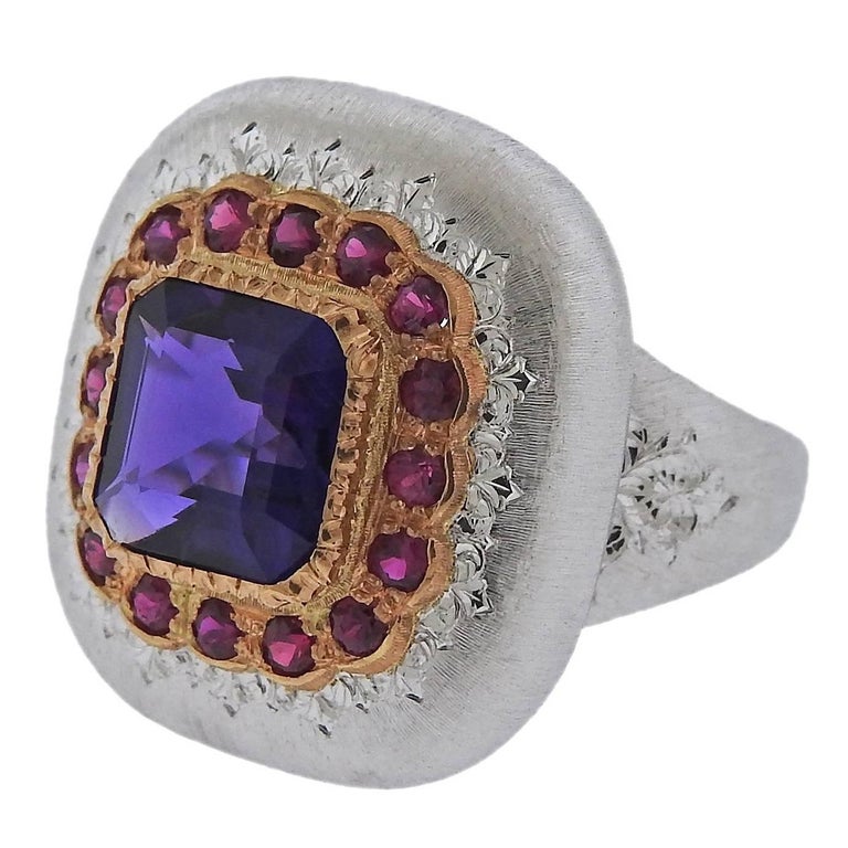 Buccellati Gold Ruby Amethyst Ring For Sale at 1stDibs | ruby and ...
