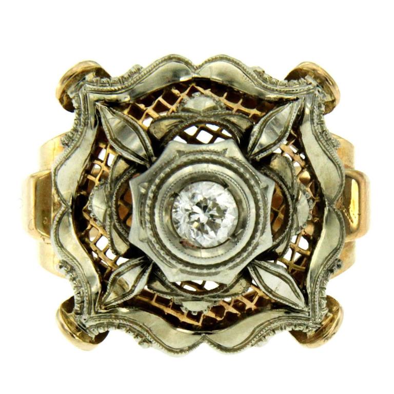 Bourbon Diamond Gold Ring For Sale at 1stdibs
