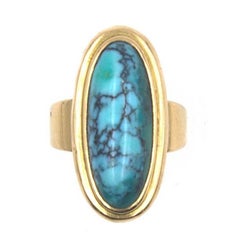 1930s Turquoise Matrix Onyx Gold Ring For Sale at 1stdibs