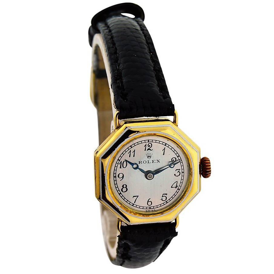 Neiman Marcus Ladies Yellow Gold Moderne Style Manual Watch For Sale at ...