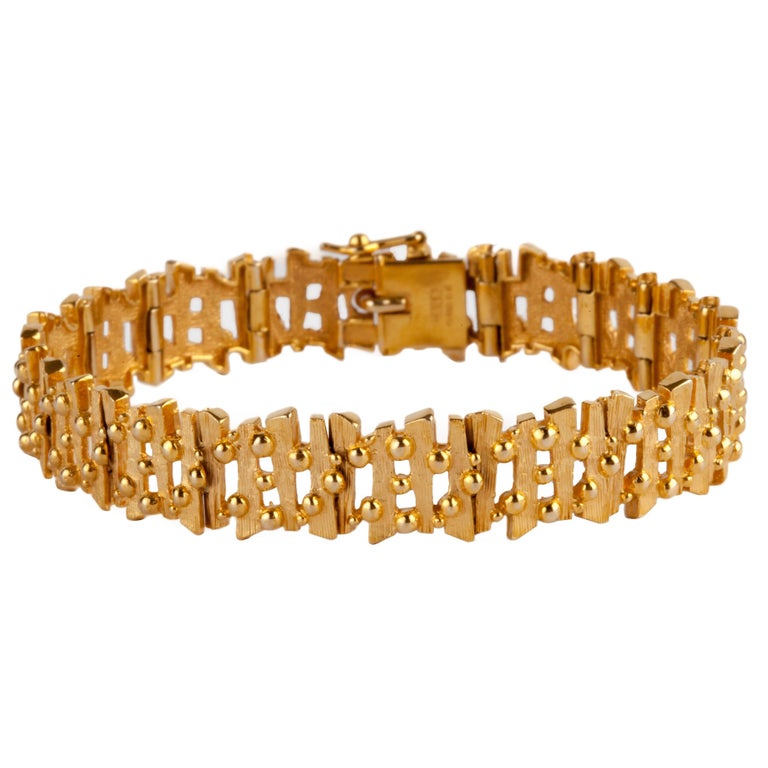 1970s David Shackman and Sons Bark Effect Bracelet at 1stDibs