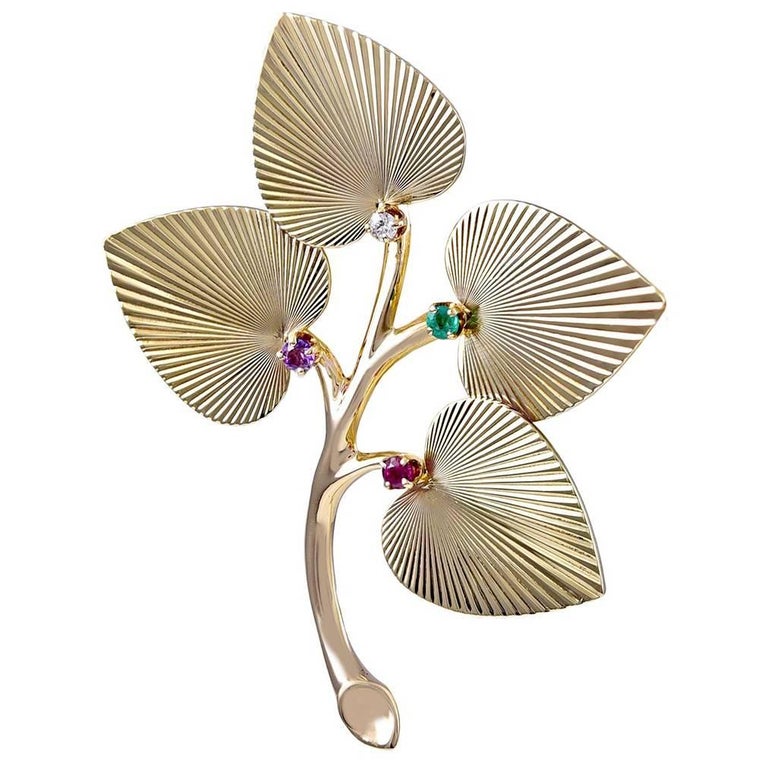 Tiffany and Co. Gold Gemset Dear Pin For Sale at 1stDibs