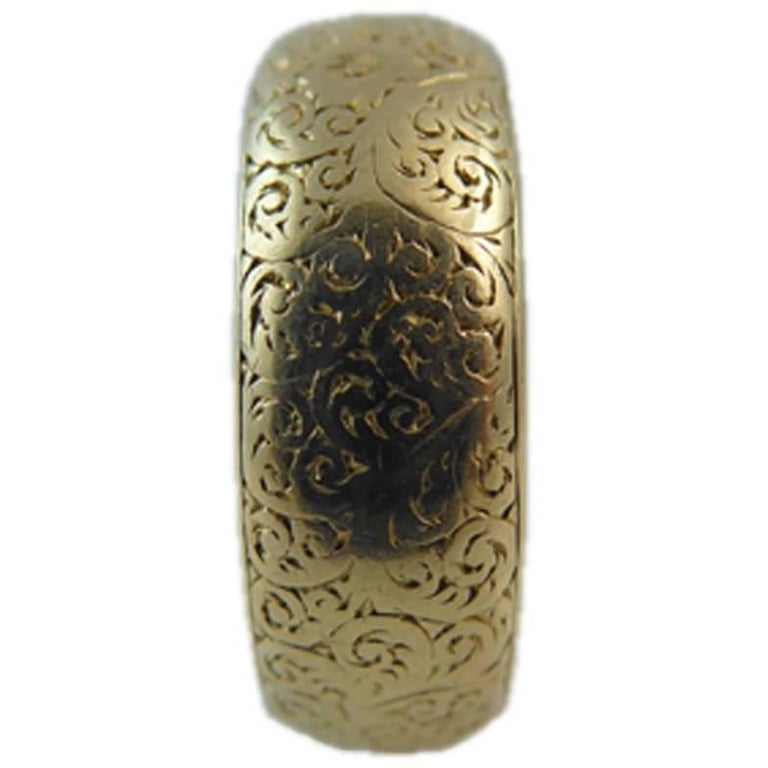 Victorian Antique Wedding Ring, London 1881, 18 Carat Gold, Floral ...