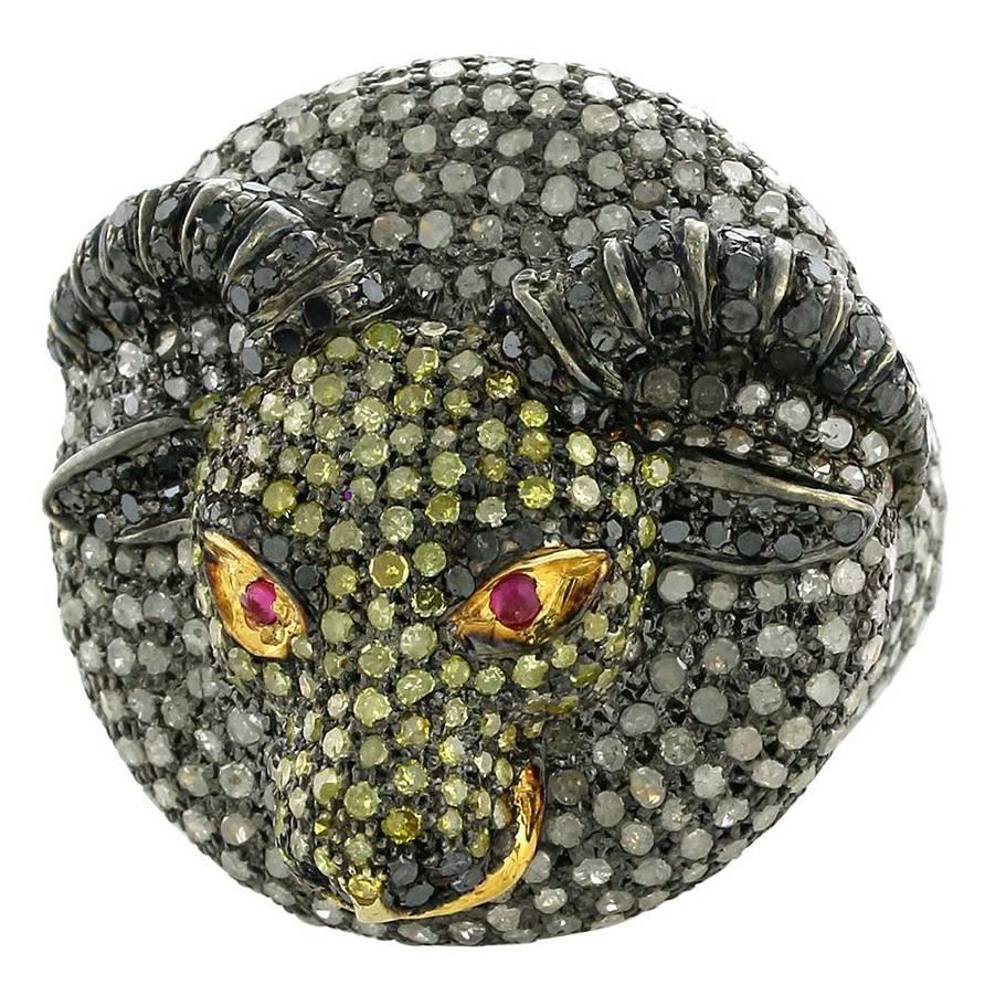 Sheep Diamond Ring at 1stDibs