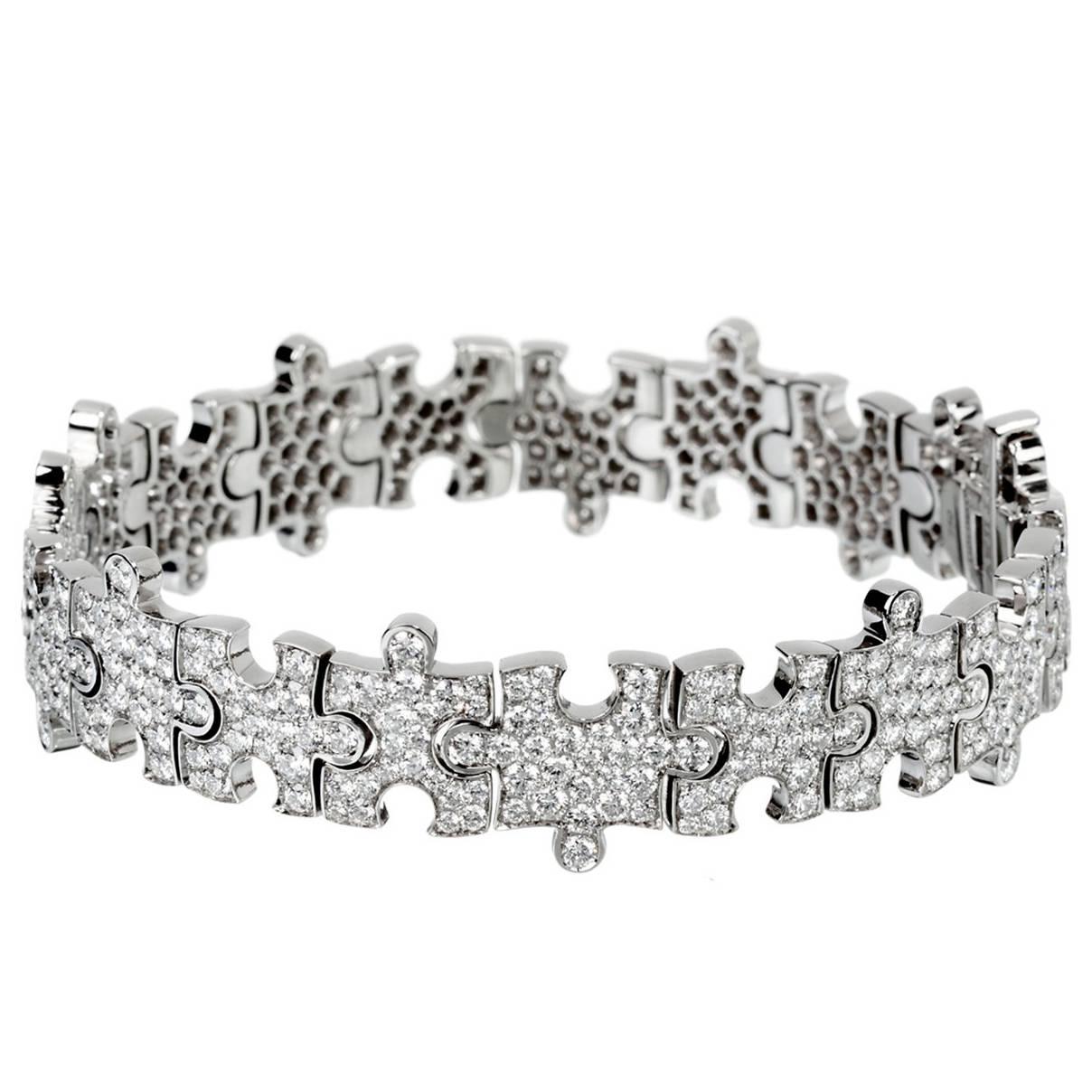 Akillis Puzzle Bracelet 18 Karat White Gold White Diamonds For Sale at ...