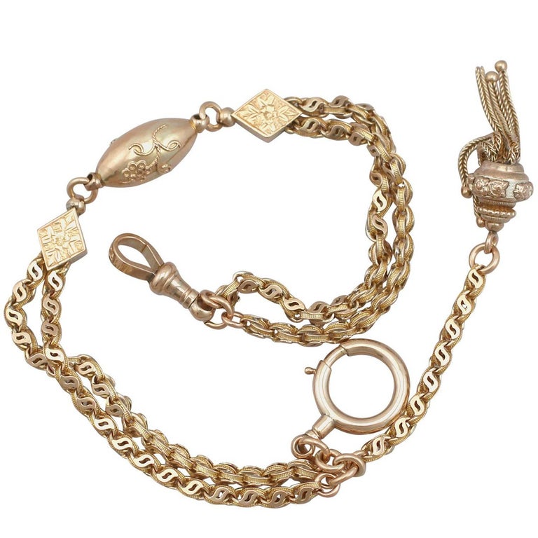 1890s Antique Yellow Gold Albertina Watch Chain at 1stDibs
