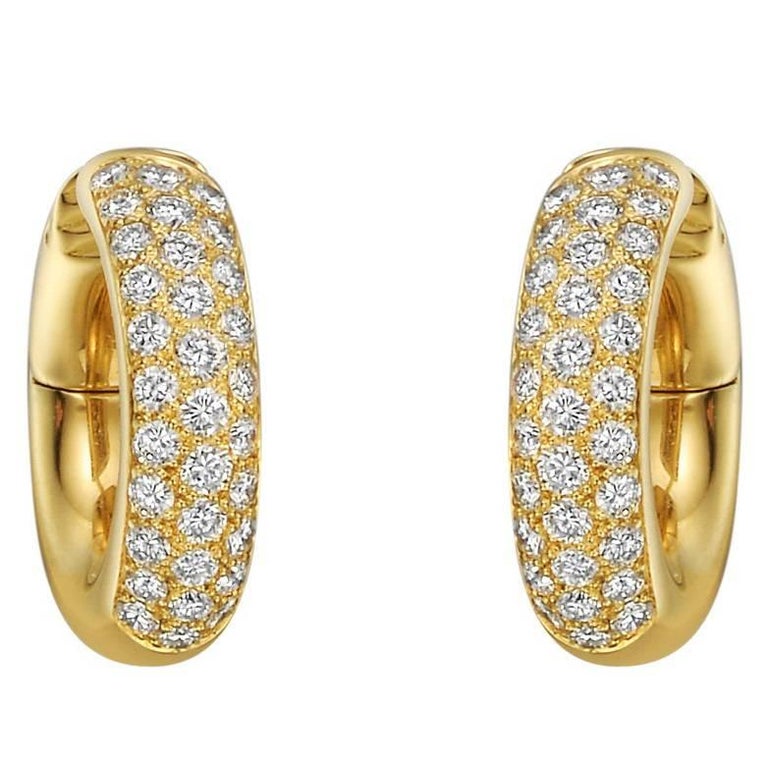 Cartier Small Diamond Yellow Gold Hoop Earrings At 1stdibs Tiny