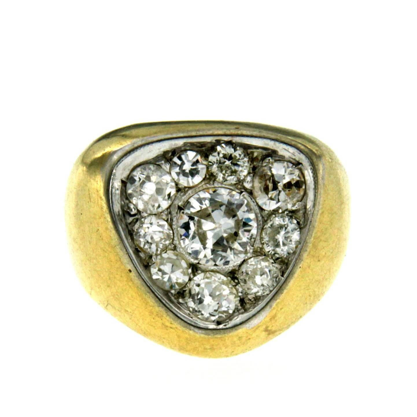 Retro Gold Diamond and Ruby Ring at 1stDibs
