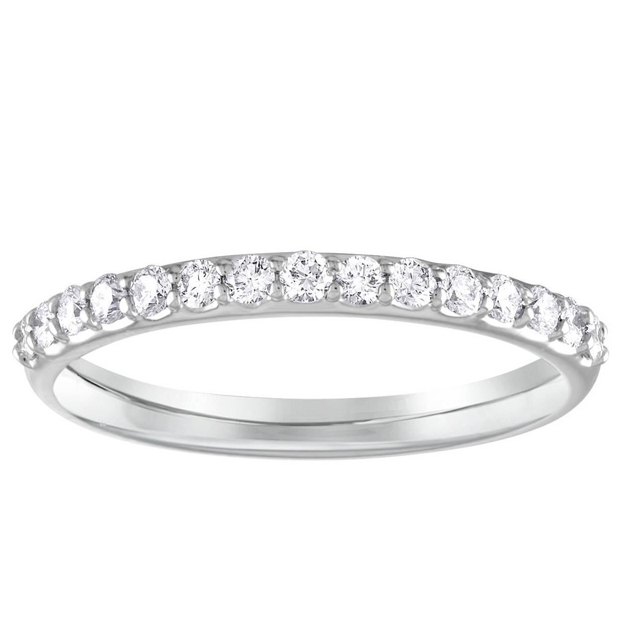 Half Diamond Setting Platinum Ring For Sale at 1stDibs