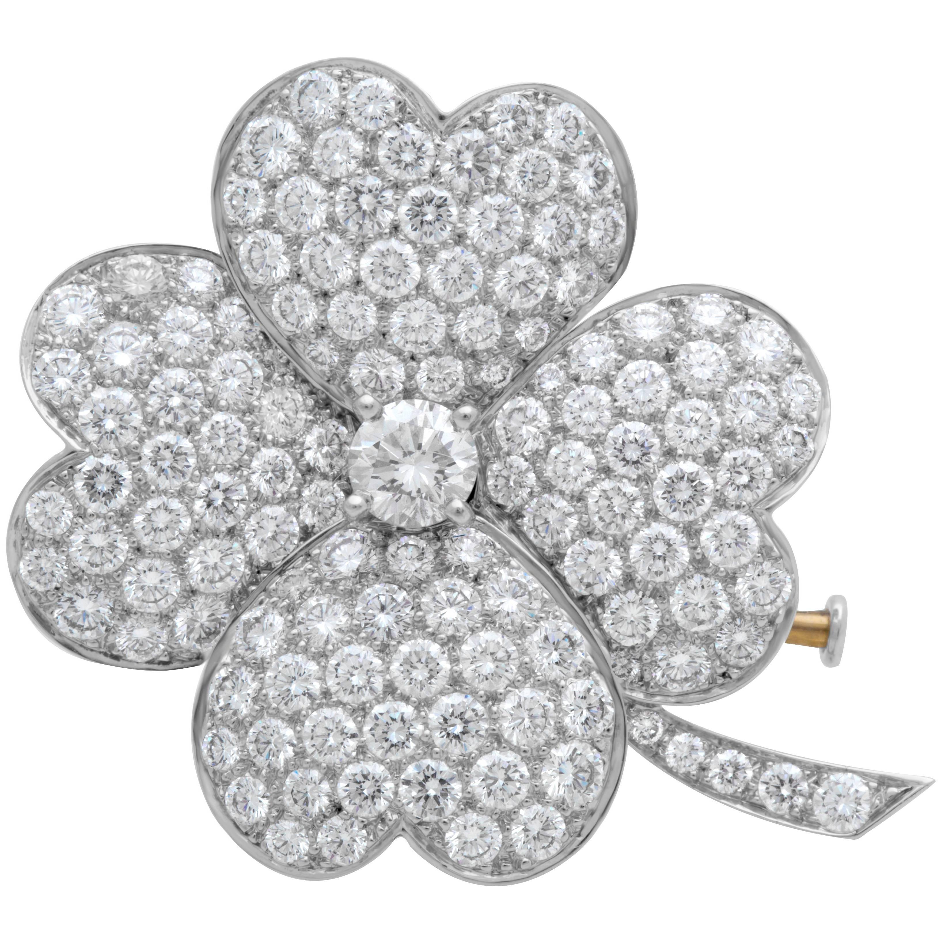 Van Cleef and Arpels White Gold and Diamond Cosmos Clip Pendant For ...