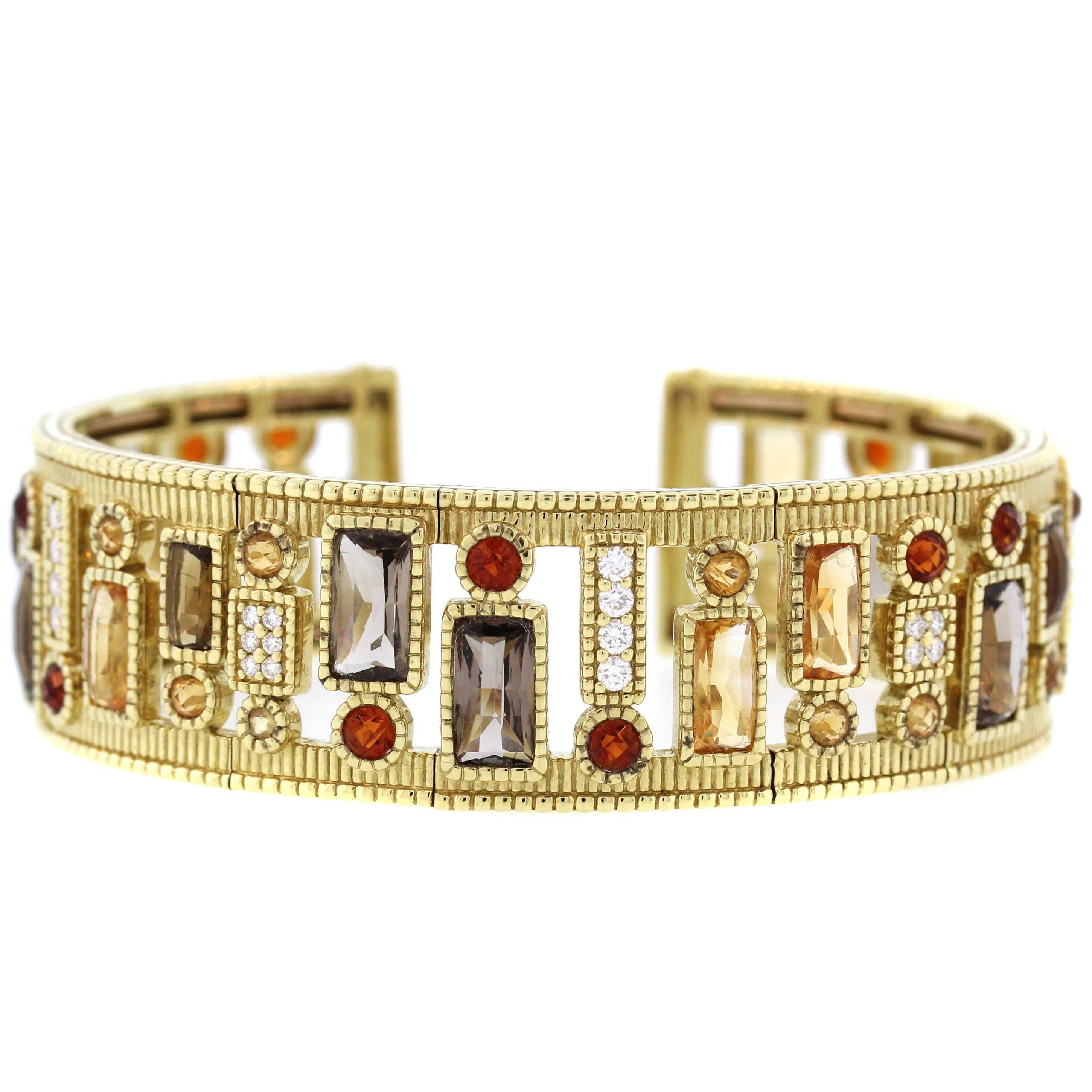 Judith Ripka Multi-Color Gemstone Diamond Cuff For Sale at 1stDibs ...
