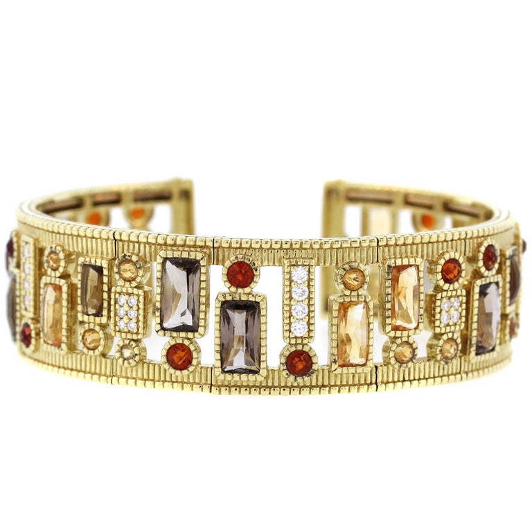 Judith Ripka Multi-Color Gemstone Diamond Cuff For Sale at 1stDibs ...