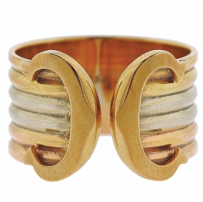Cartier CC Gold Cuff Ring at 1stDibs | cartier cc ring