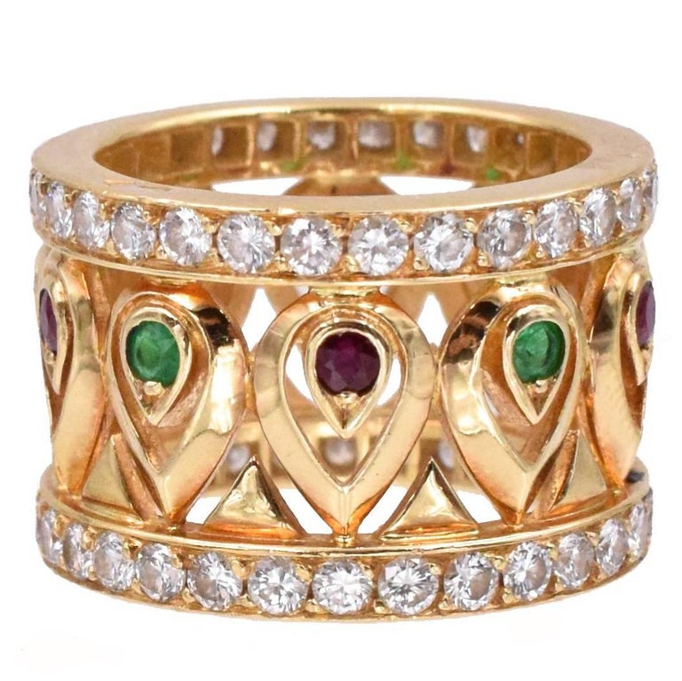 Cartier Diamond and Gemstone Band For Sale at 1stDibs