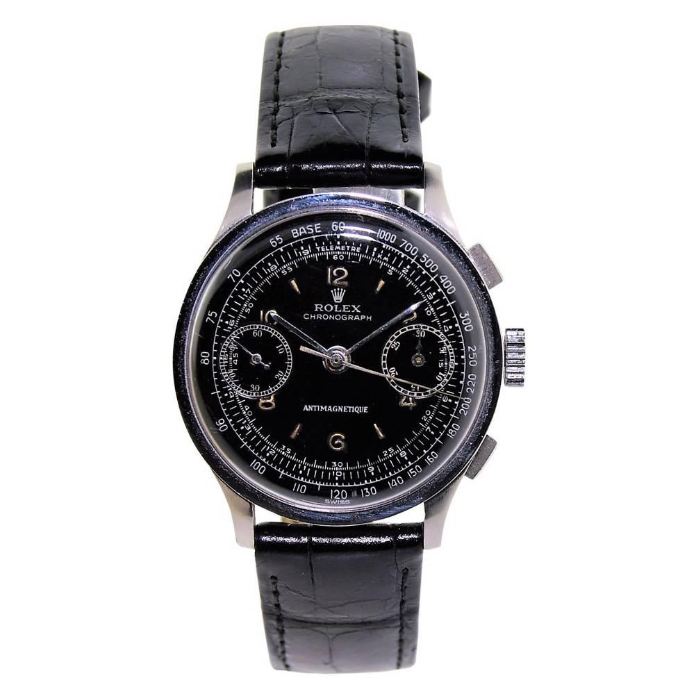 Rolex Stainless Steel Monobloc Chronograph Ref 3525 circa 1940s at ...