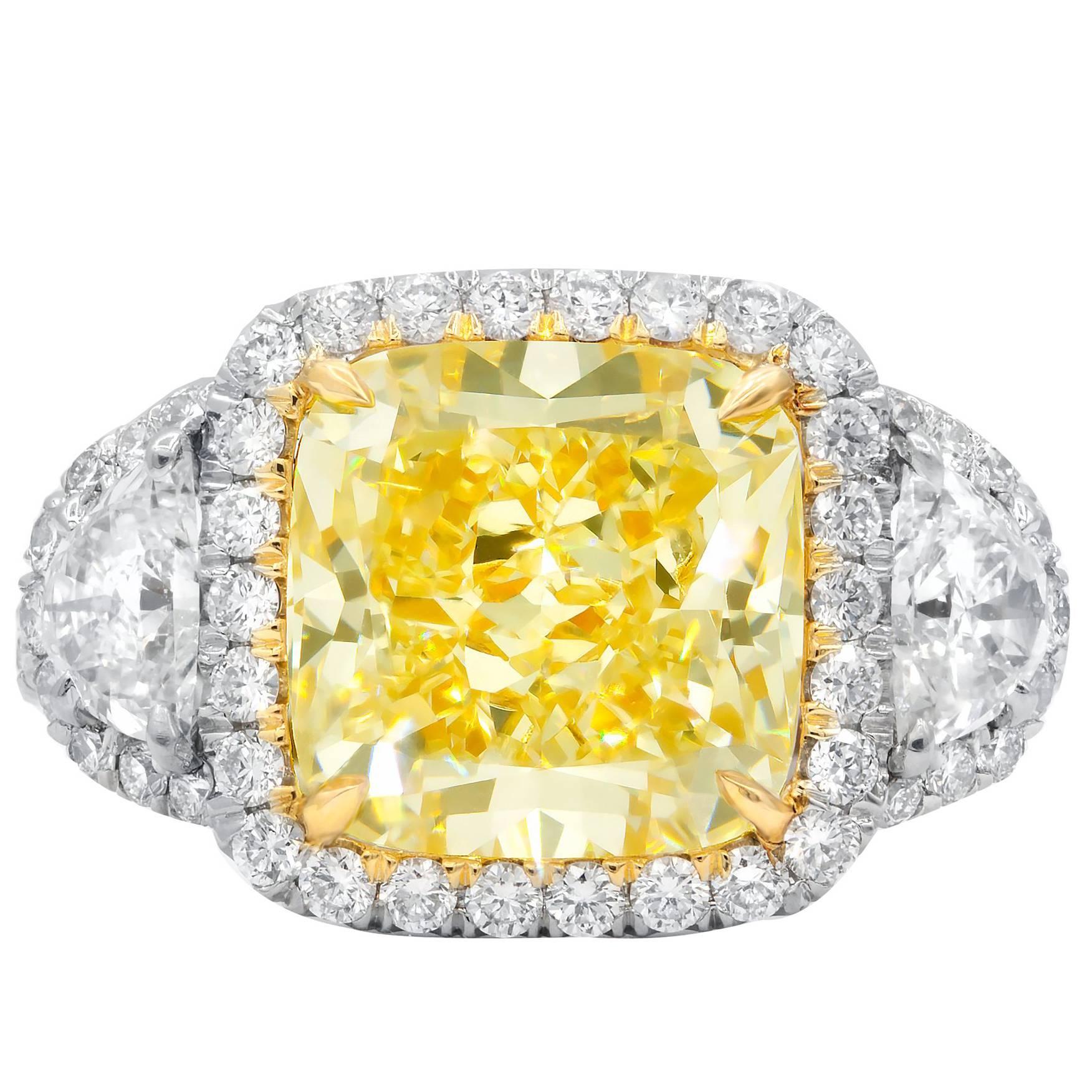 Canary Yellow 3 Carat Diamond Ring - 23 For Sale on 1stDibs