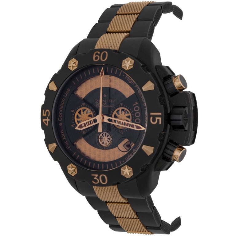 Zenith Rose Gold Carbon Fiber Defy Xtreme Open Automatic Wristwatch at ...