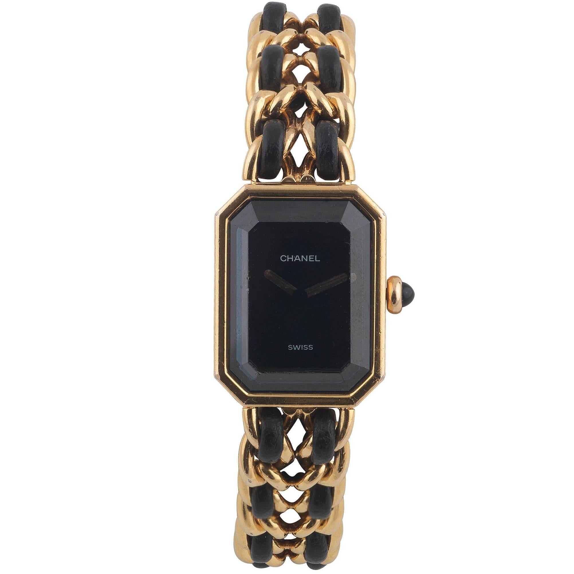 Chanel Ladies Gold Plated Premiere quartz Bracelet Wristwatch at 1stDibs