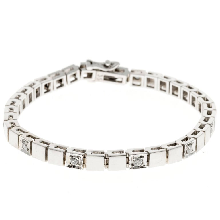Diamond Gold Hinged Box Link Bracelet For Sale at 1stDibs