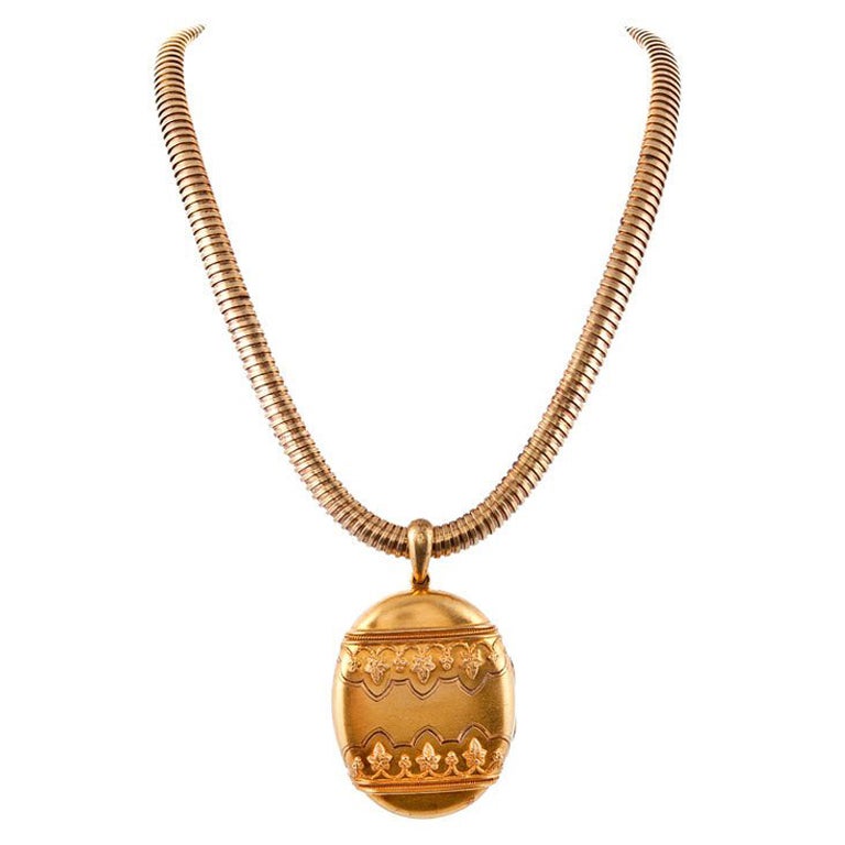 Victorian Diamond Garnet Yellow Gold Hair-Locket Pendant For Sale at ...