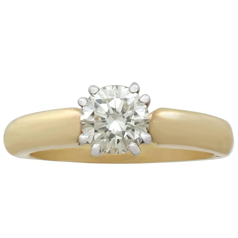 Antique Russian Diamond Solitaire Gold Mens Ring For Sale at 1stdibs