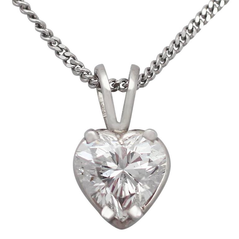 1.51Ct Heart Shaped Diamond and Platinum Solitaire Pendant ...