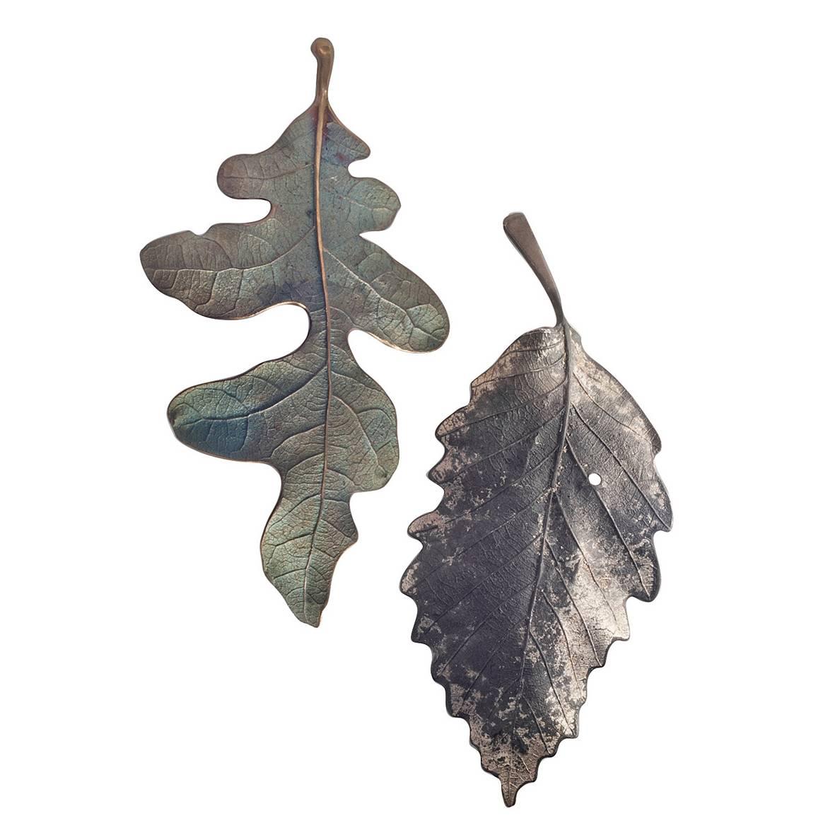 john iverson Bronze and Silver Leaf pins at 1stDibs